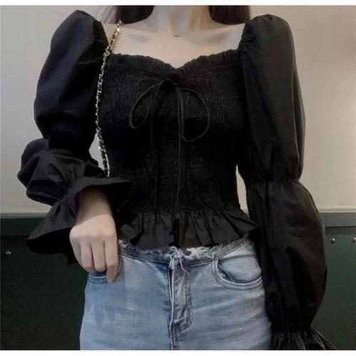 Jual Korean style Baju Atasan Wanita Beverca Smock Top - Hitam ...