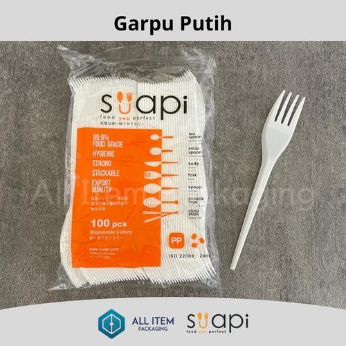 Jual Garpu Suapi Putih / Garpu Makan Plastik / Fork @100 Pcs - Kota ...