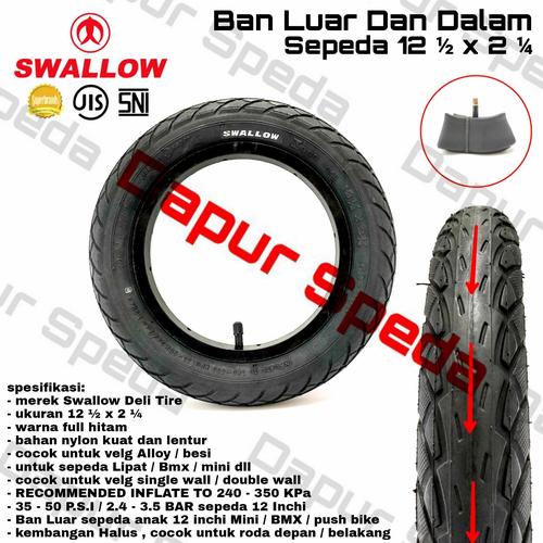 Jual 1 set ban luar sepeda anak kecil Ukuran 12 1/2 x 2 1/4 + ban dalam ...