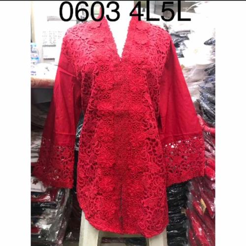 Jual Kebaya encim merah jumbo full brukat 0603 - Merah, 5L - Jakarta ...