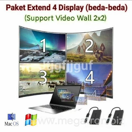Jual Paket Extend Monitor 4 Display (tampil beda-beda) - Windows & Mac ...