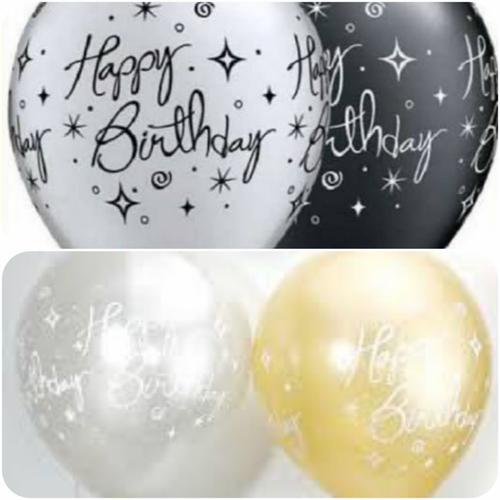 Jual Balon Happy Birthday Gold/Silver/Putih, Balon Latex Metalik, Balon ...