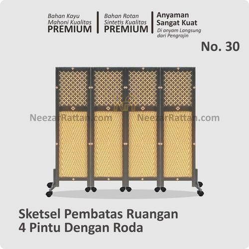 Jual Sketsel 4 pintu PAKAI RODA. Pembatas Penyekat partisi Ruangan no ...
