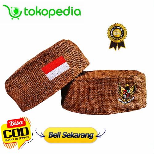 Jual peci goni bordil logo Garuda/logo merah putih - krem indonesia, 8 ...