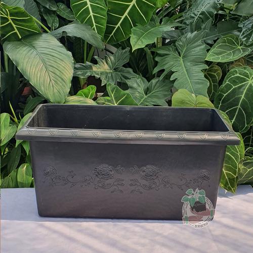 Jual Pot Panjang GSP 07 Shallom Tanaman Hias Motif Bunga Plastik Hitam ...