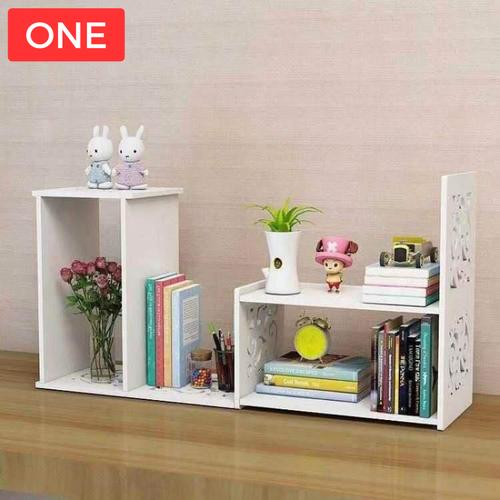 Jual Rak Buku Estetik Di atas Meja Kayu WPC Ringan Kokoh Minimalis Laci ...