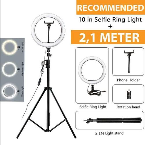 Jual RING LIGHT 26CM - PAKET LENGKAP TRIPOD 2M - LAMPU MAKEUP SELFIE ...