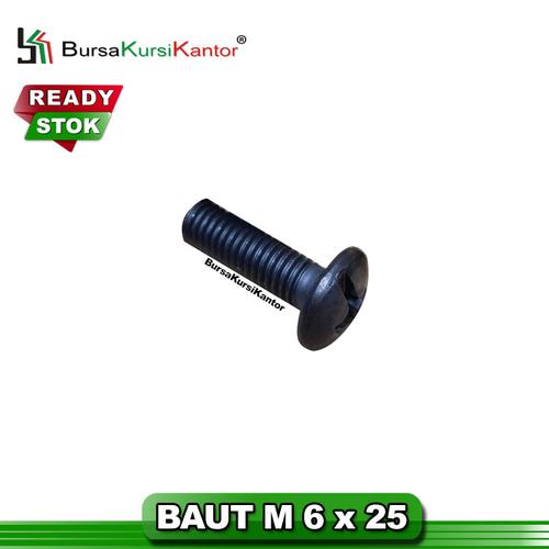 Jual Baut M6 x 25 mm Kepala Baut (+) Baut Kursi Kantor Baut JT Hitam ...