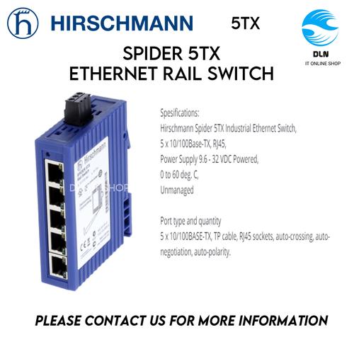 Jual Hirschmann Industrial Rail Switch Network Spider 5TX 5 Port ...