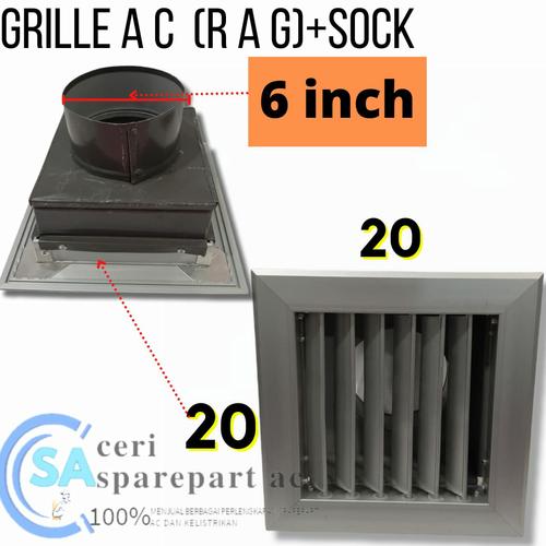 Jual GRIILLE + SOCK UK 20x20 SOCK 6 INCH GRILL AC hexos fan ventilasi ...