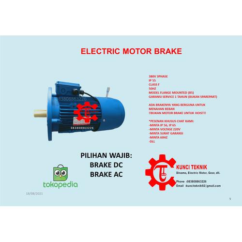 Jual 4 HP 3KW 3 Phase 4 Pole Elektro Motor/dinamo Brake Motor B5 FLANGE - Kota Tangerang - Kunci ...
