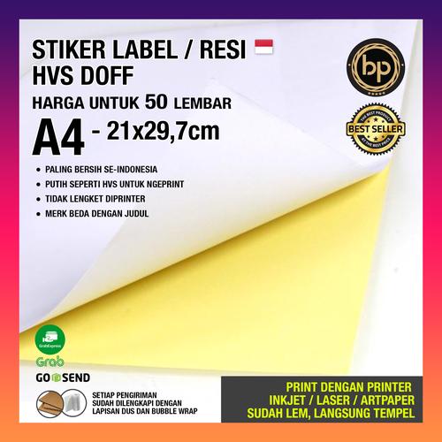 Jual [A4 - PAKET 50 LEMBAR] STICKER STIKER POLOS HVS DOFF / GLOSSY ...