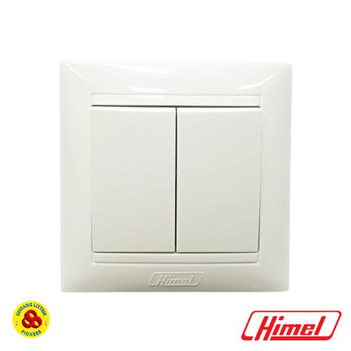 Jual Himel Saklar 2 Gang 1 Way Style Series HWDS2S Single Switch 2G 1W ...