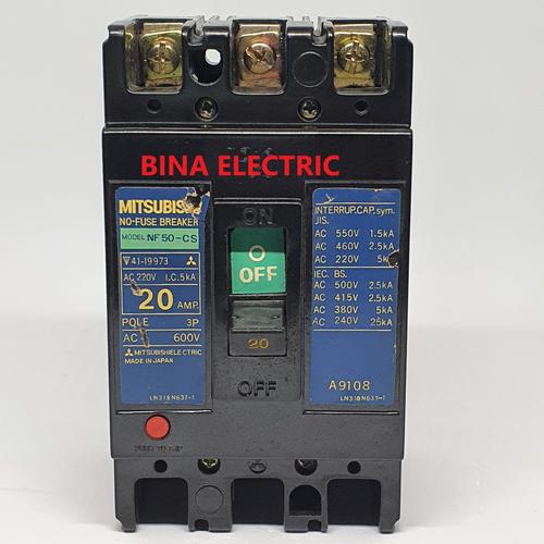 Jual MCCB Mitsubishi NF50-CS 3P 20A / NFB Mitsubishi NF50CS 3P 20A - Jakarta Pusat - Bina ...