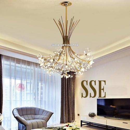 Jual LAMPU GANTUNG LED MODERN ART DECO KRISTAL GOLD EMAS LENGKAP RUANG ...