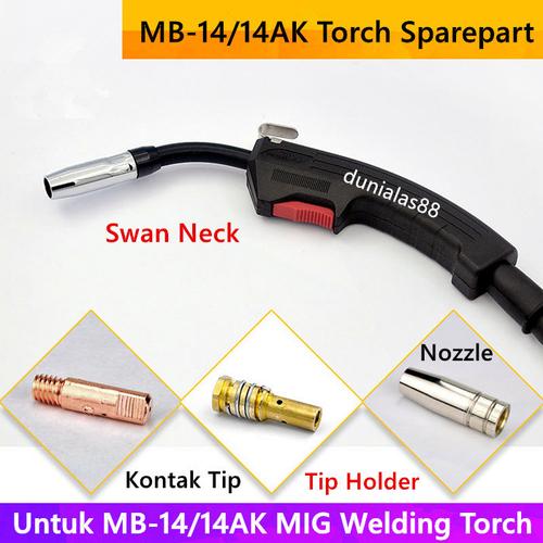 Jual MB-14 MB14 MIG Torch Nozzle Kontak Tip Tip Holder Swanneck ...