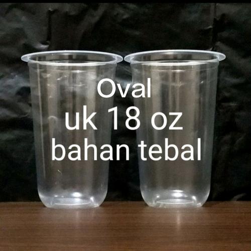 Jual Gelas oval ukuran 18oz 500ml, gelas cup bahan PP tebal - DATAL 18 ...