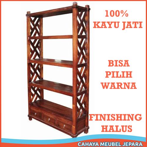 Jual Lemari Rak Tempat Buku Boneka Dan Tas Kayu Jati Model Minimalis 3 ...