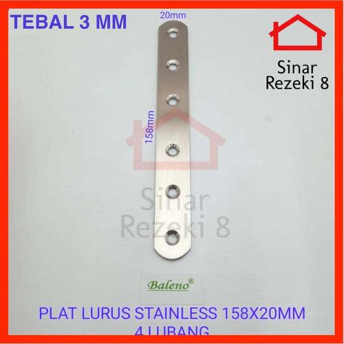 Jual Plat Lurus 158 x 20 mm STAINLESS 6 Lubang Siku Konektor Sambungan ...