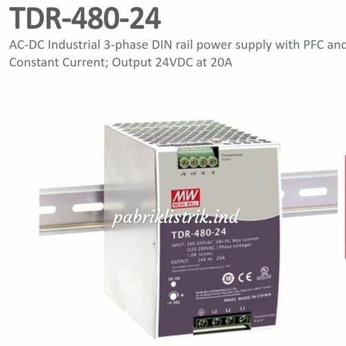 Jual Power supply 3P 3 phase 380V 24V DC 20A TDR 480 24 48024 meanwell ...