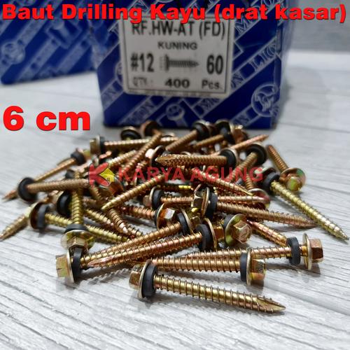 Jual Baut Drilling Atap Rangka Kayu Kuning 6cm M5 x 60 100 bj Skrup ...