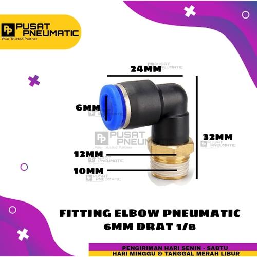 Jual FITTING ELBOW PNEUMATIC SELANG 6MM DRAT 1/8" - Jakarta Barat - Pusat Pneumatic | Tokopedia