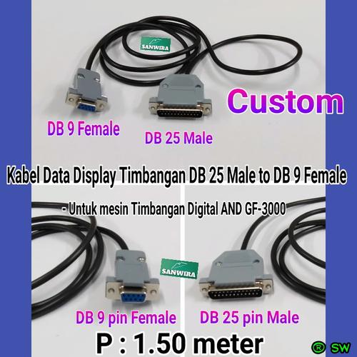Jual Kabel Data Display Timbangan AND GF3000 DB 25 Male to DB 9 Female ...