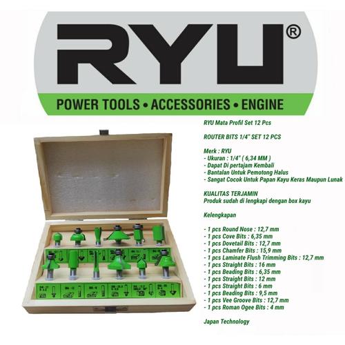 Jual Ryu Mata Profil Kayu Set 12 pcs Router Trimmer Trimer Bit RYU ...