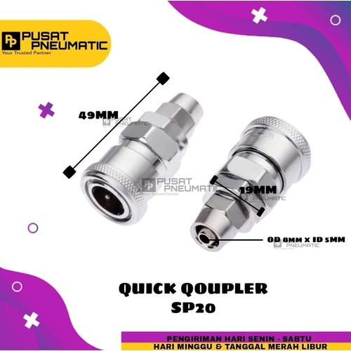 Jual QUICK COUPLER Type SP20 untuk selang OD 8 + Connector Coupler Cewe ...