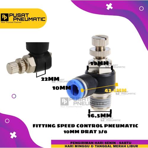 Jual FITTING SPEED CONTROL / FLOW CONTROL ELBOW SELANG 10 DRAT 3/8 ...