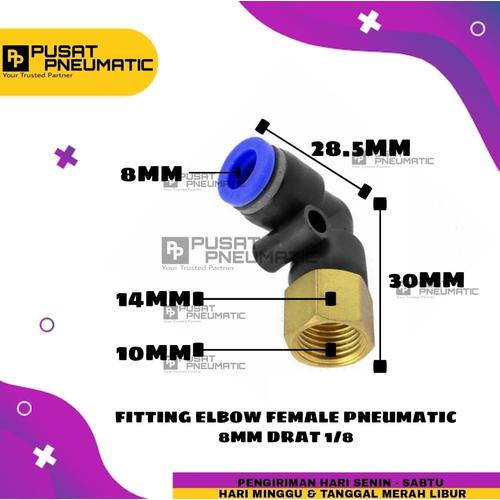 Jual PLF 8-01 FITTING ELBOW PNEUMATIC FEMALE SELANG 8MM DRAT 1/8" - Jakarta Barat - Pusat ...