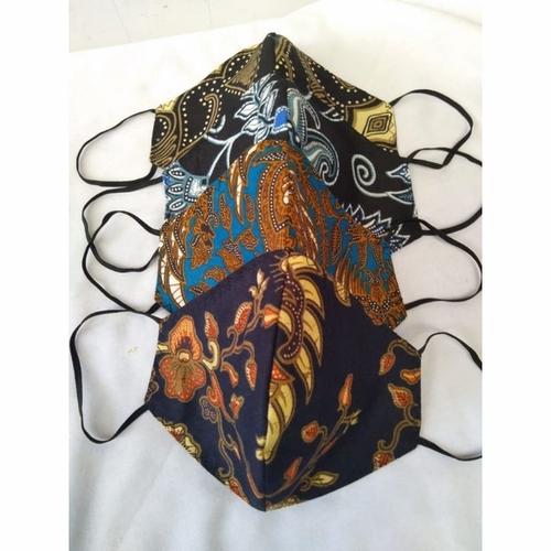 Jual Masker Kain Motif Batik Hitam 3ply (3 lapis) - Earloop Hijab ...
