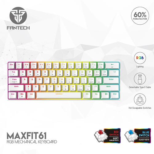 Jual KEYBOARD FANTECH MAXFIT61 WHITE (red & blue switch ) - Merah ...