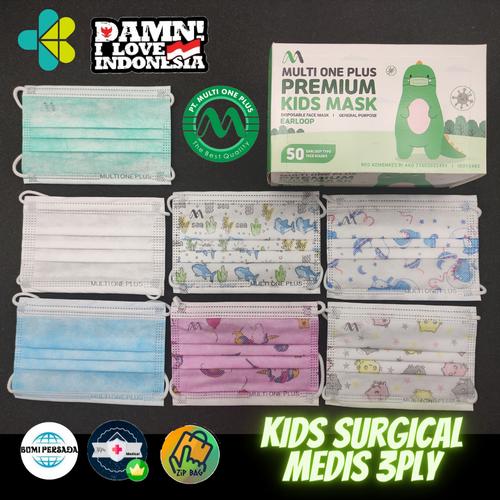 Jual Masker anak Premium Medis Multi one plus 3ply Kemenkes isi 50 pcs ...