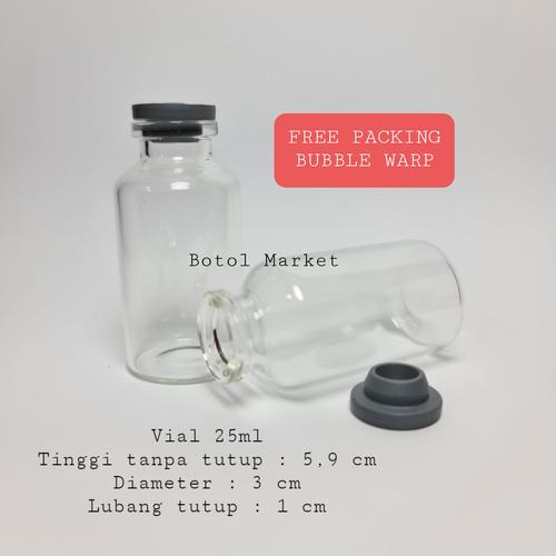 Jual Botol vial 25ml tutup karet / botol tester mini - Abu-abu - Kota ...