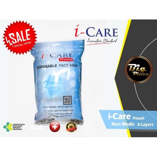 Promo I-Care POUCH Masker Earloop Hygienic 3ply isi 50 pcs Icare ...