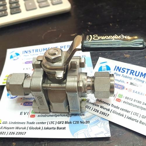 Jual SS-62TS6 Stainless Steel 3-Piece 60 Series Ball Valve 3/8 " OD ...