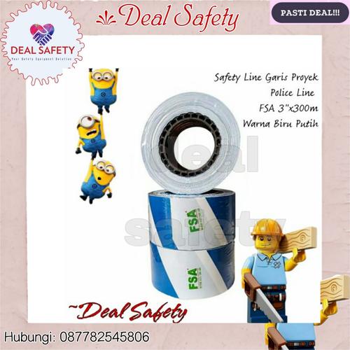 Jual Safety Line Garis Proyek Police Line FSA 3"x300m Warna Biru Putih ...