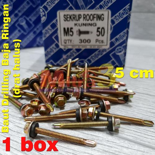 Jual Skrup Roofing Kuning 5cm M5 x 50 Baut Drilling Atap Baja Ringan 1 ...