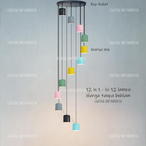 Jual Lampu gantung void warna warni 12lampu 1set 12in1 pink biru abu ...
