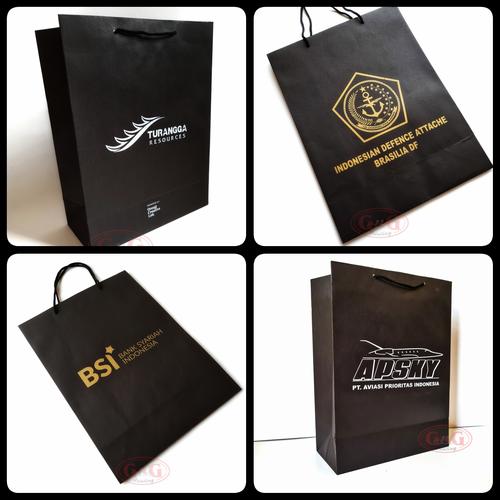 Jual 26x12x34 Custom Print Paper Bag Hitam/Shopping Bag Custom Print ...
