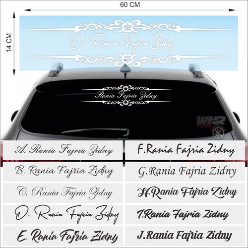 Jual sticker custom nama kaca belakang mobil motor - Font F, 15 - Kab ...