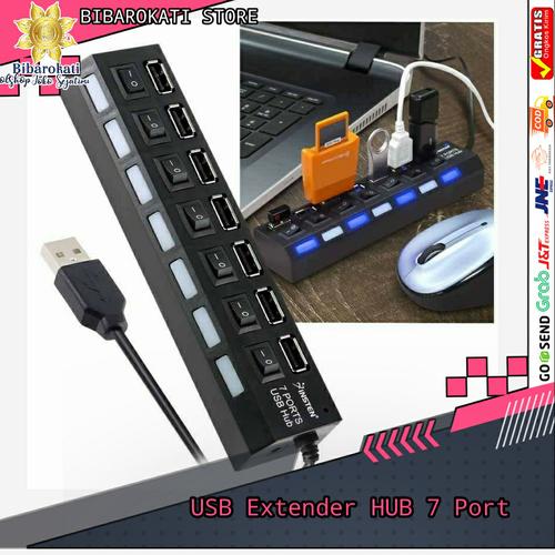 Jual Usb Hub 7 Port Extender Pc Laptop Sakalar On Off Dg Lampu Led Biru ...