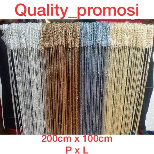 Jual Tirai benang putih gold hitam silver 2x1M/tirai benang gliter ...