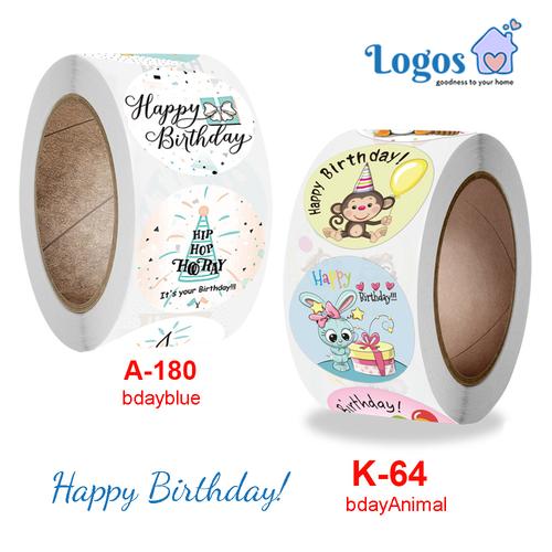 Jual Stiker bulat Happy Birthday Round Sticker Ucapan selamat Ulang ...