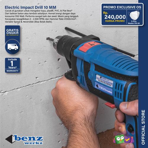 Jual Mesin Bor Beton Tembok 10 mm / Electric Impact Drill Benz Werkz ...