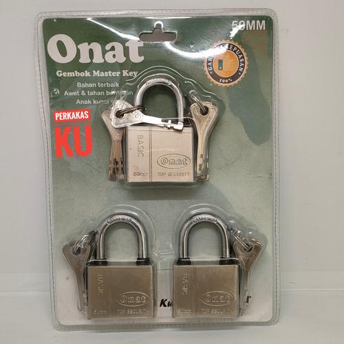 Jual GEMBOK ISI 3 PCS 50.MM. MASTER KEY GEMBOK RUKO PAGAR RUMAH ONAT ...