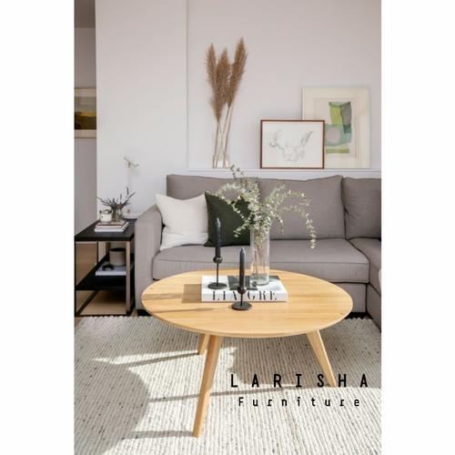 Jual meja kopi bulat kayu jati modern coffee table bulat tamu minimalis ...