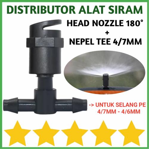 Jual MICRO SPRAYER 180° + NEPEL TEE 7MM HEAD NOZZLE SPRAY SELANG PE 4/7 ...