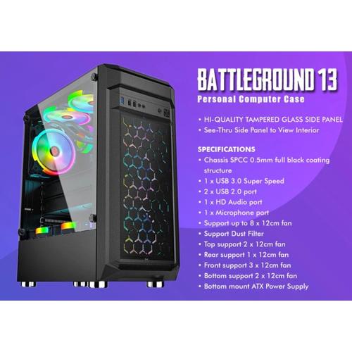 Jual Casing CPU Simbadda BattleGround 13 - ATX, mATX Tempered Glass ...